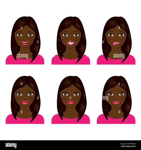 Young Women Faces Isolated On White Background Vector Illustration