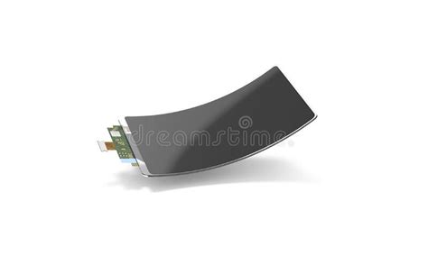 Blank Black Flexible Curved Rectangular Display Mockup Isolated Stock