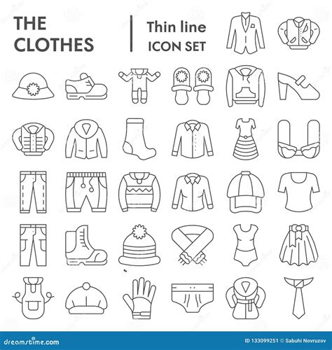 Clothes Thin Line Icon Set Clothing Symbols Collection Vector Sketches Logo Illustrations