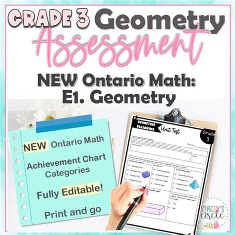Grade 3 Geometry Ontario Math Assessments Editable By Staceys Circle