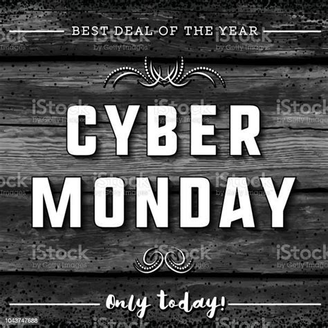 사이버 월요일 판매 배너 검은 나무 배경 벡터 일러스트 레이 션에 Cyber Monday에 대한 스톡 벡터 아트 및 기타 이미지