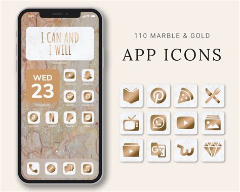 App Icons Ios Aesthetic Iphone Home Screen Themes Marble And Gold App