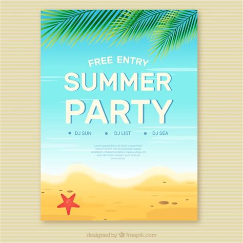 Free Vector Summer Party Invitation On The Beach