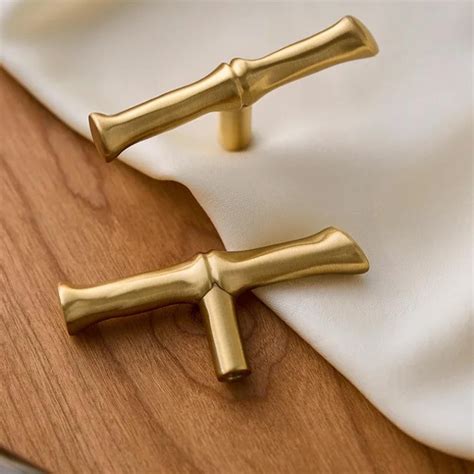 Gold Drawer Pull Solid Brass Cabinet Hardware Bamboo Cabinet Handles Brass Kitchen Cabinet