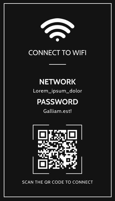 Generic Qr Code Connect To Wifi Template Modelo Business Card Template Design Wifi Coding