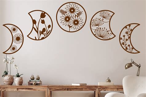 Moon Phase Wall Decal Moon Wall Decor Phases Of The Moon Cycle Boho