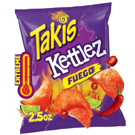 Takis Fuego Hot Chili Pepper And Lime Kettle Cooked Potato Chips 25oz