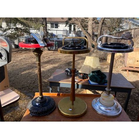 Set Of Three Vintage Standing Ashtrays Beck Auctions Inc