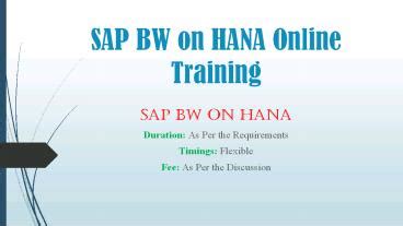 Ppt Sap Bw On Hana Training Material Ppt Pptx Powerpoint Presentation Free To Download Id