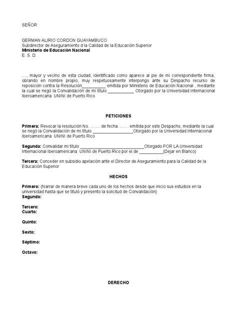 Modelo De Recurso De ReposiciÓn 4 1 3 Odt Pdf
