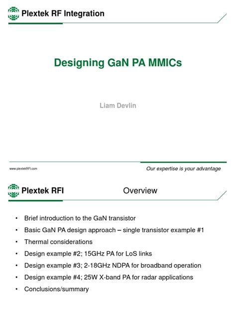 Plextek Rfi Gan Pa Mmic Pdf Amplifier Transistor