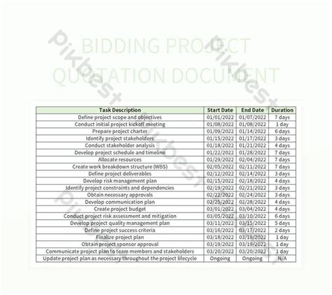 Creating An Effective Project Bid Quotation Document Excel Template Free Download Pikbest