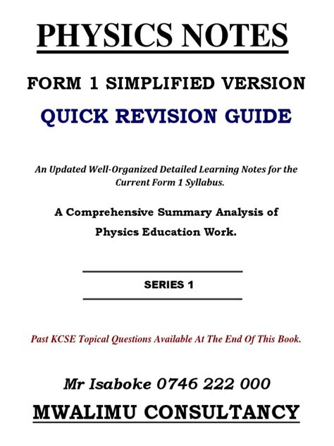 Form 1 Phys Simplified Notes Pdf Area Physics