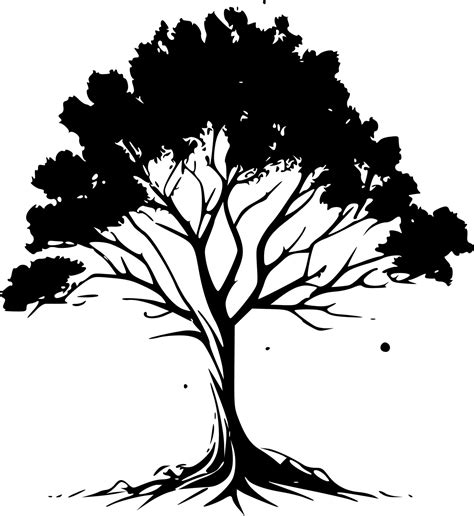 Tree Black And White Vector Illustration 23539805 Vector Art At Vecteezy