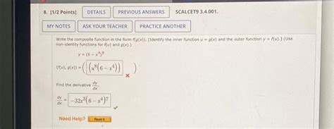 Solved Write The Composite Function In The Form F G X