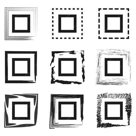 Premium Vector Abstract Square Frames Grunge Border Design Decorative Square Outlines Vector