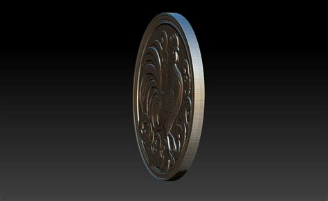 3d File Rooster Relief Coin Cnc Relief Model 🐓 ・3d Printer Model To