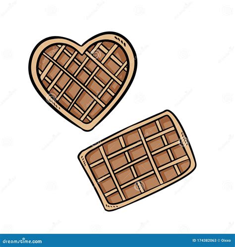 Tasty Belgian Waffle Lovely Breakfast Waffle Flour Products Vector