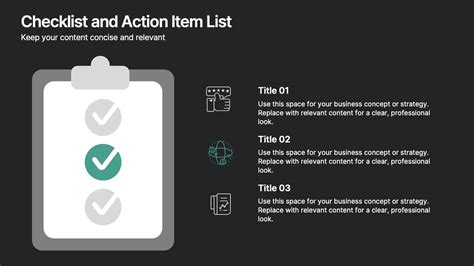 Checklist and Action Item List PowerPoint Template and Google Slides Theme