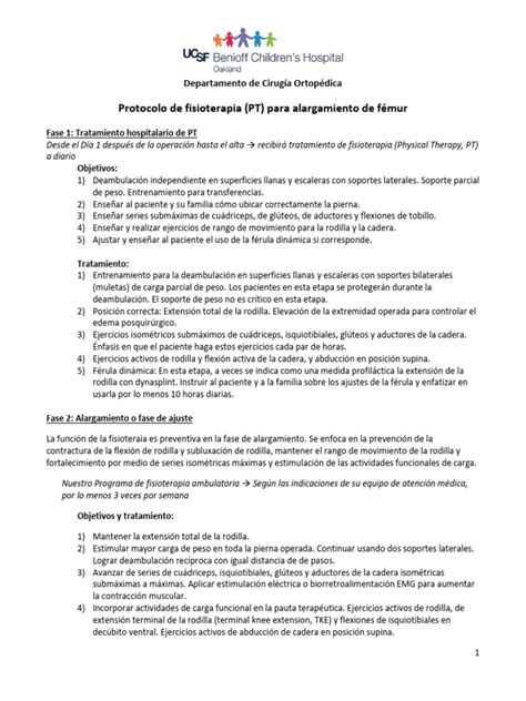 Physical Therapy Protocal For Femur Lenghthening Es Pdf Rodilla