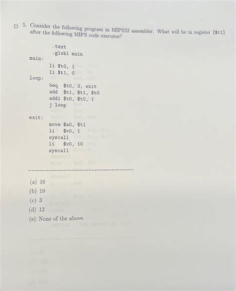 Solved Consider The Following Program In MIPS Chegg