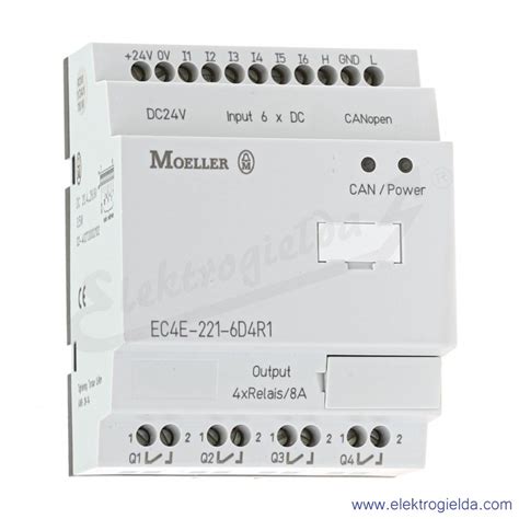 Moduł rozszerzenia EC4E-221-6D4R1, CANopen, 6 wejść cyfrowych, 4 ...