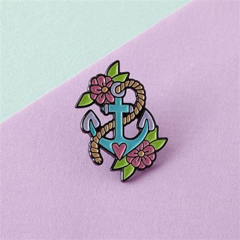 Anchor Enamel Pin With Clutch Back Lapel Pins Mermaid Ep076