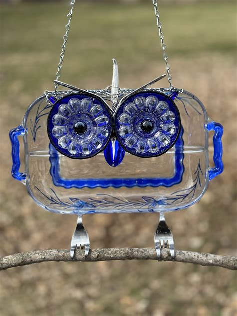 Owl Shaped Glass Bird Feeder