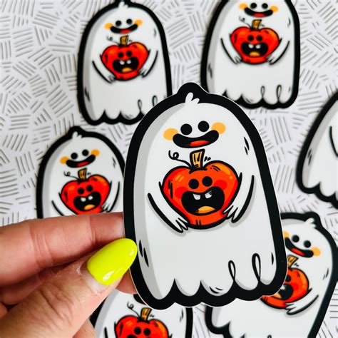 Ghostie With Pumpkin Blow Mold Vinyl Sticker Little Ghost Shack