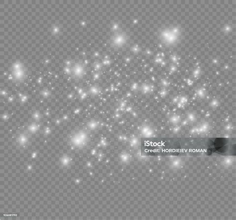 흰색 스파크와 황금 별 반짝 특별 한 조명 효과 투명 한 배경 벡터 반짝입니다 크리스마스 추상 패턴입니다 스파클링 마술 먼지 입자 0명에 대한 스톡 벡터 아트 및 기타