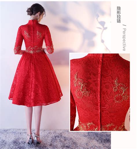 性感优雅中式礼服，复古浪漫蕾丝晚礼服中式礼服中国古风图片大全古风家
