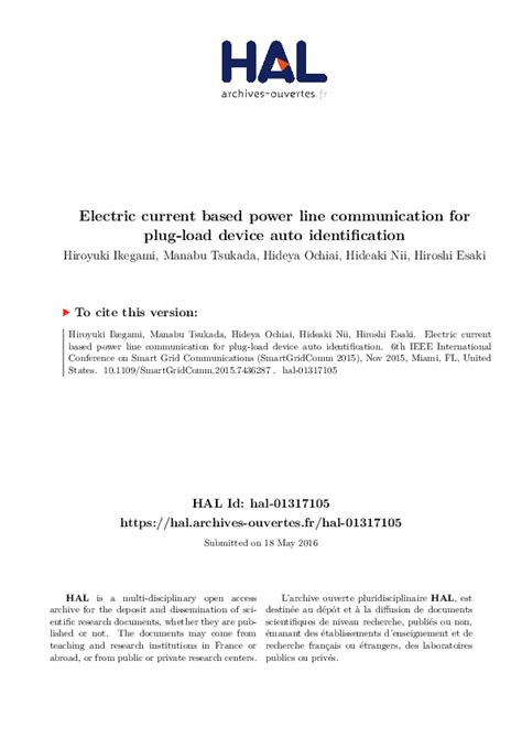pdf electric current based power line communication for plug load