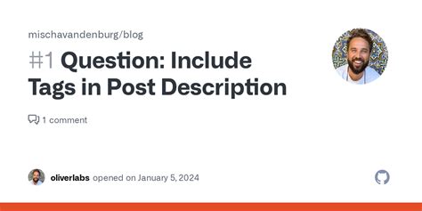 Question Include Tags In Post Description Issue Mischavandenburg Blog GitHub