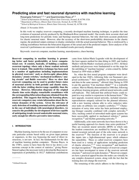 Pdf Predicting Slow And Fast Neuronal Dynamics With Machine Learning