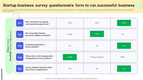 Startup Business Survey Questionnaire Form To Run Successful Business