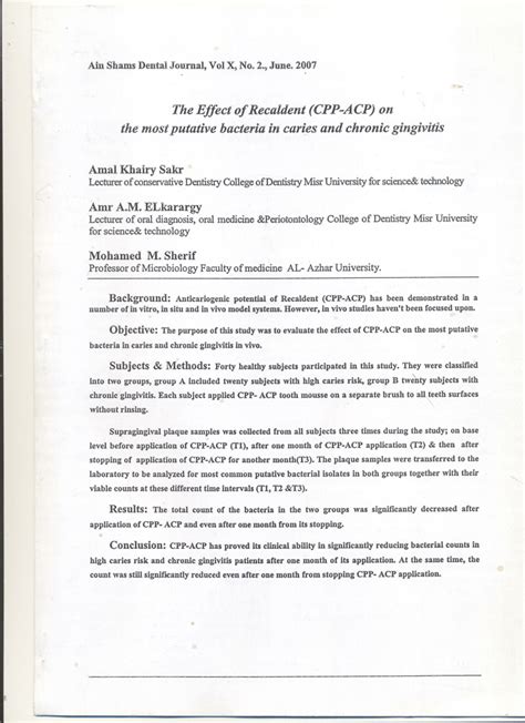 Pdf The Effect Of Recaldent Cpp Acp On The Most Putative Bacteria In Caries And Chronic
