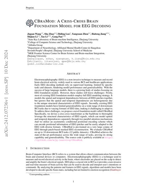 Pdf Cbramod A Criss Cross Brain Foundation Model For Eeg Decoding