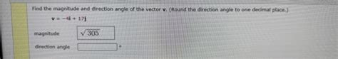 Solved Find The Magnitude And Direction Angle Of The Vector