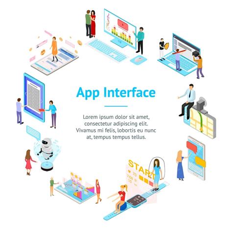 Premium Vector People And App Interfaces Concept Banner Card Circle