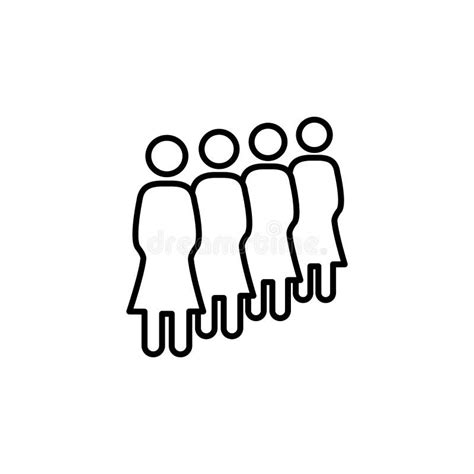 Queue Icon Symbol Line Design Template Stock Vector Illustration Of