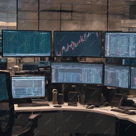 Premium Photo Computer Monitors Showing Source Code In Empty It