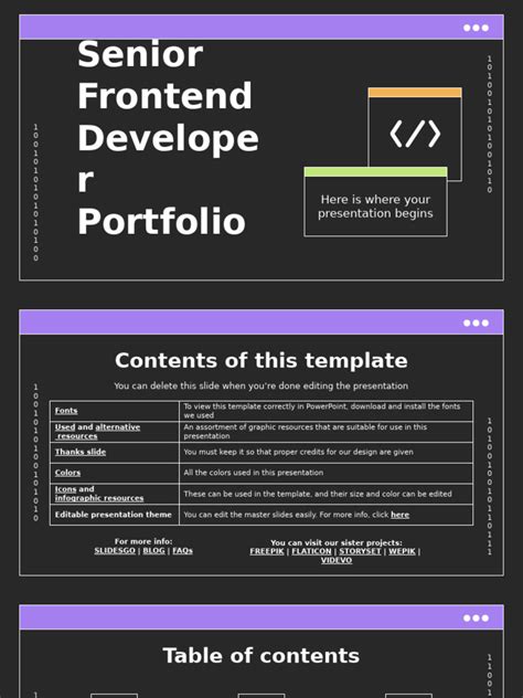 Senior Frontend Developer Portfolio By Slidesgo Pdf Leadership Skill