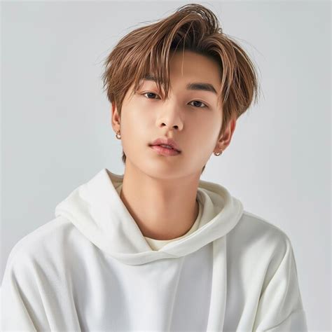 A Man With A Hoodie On His Head Is Wearing A White Sweater Premium Ai
