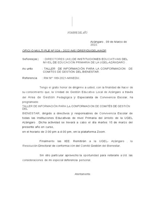 Modelo De Oficio En Word Pdf