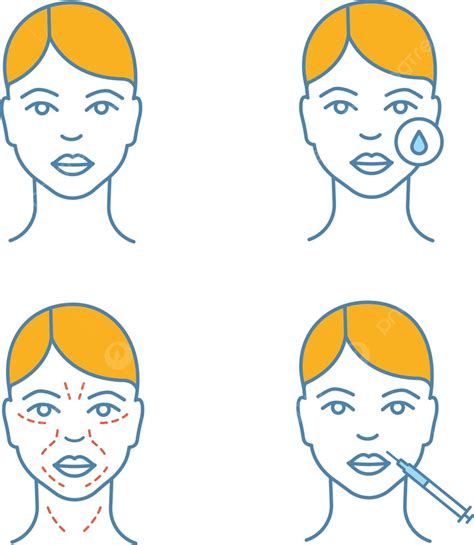 Neurotoxin Injection Color Icons Set Injection Facial Isolated Vector