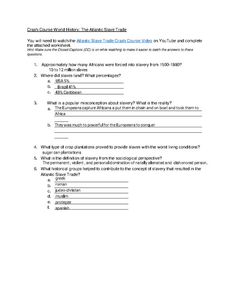 Kami Export Quanity Bright 2019 Atlantic Slave Trade Worksheet