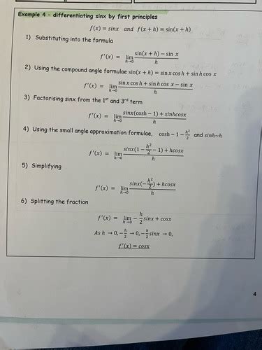 Differentiation By First Principles With Trig Flashcards Quizlet