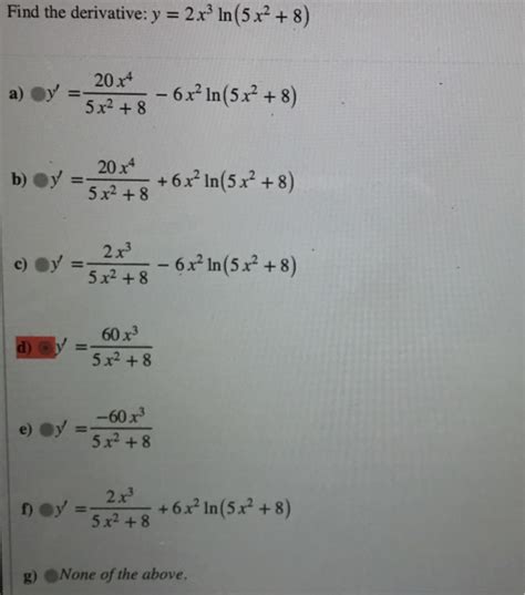 Solved Find The Derivative F X Ln Sin 4x A ·f X