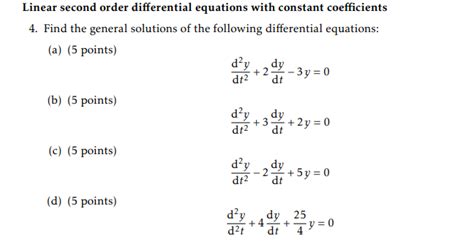 Solved Linear Second Order Differential Equations With