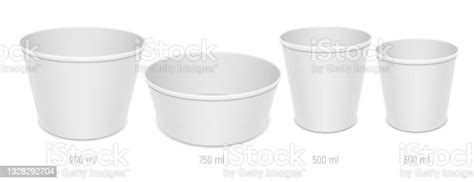 벡터 의 세트 사실적 빈 일회용 식품 용기 테이크 아웃 식품 포장을위한 종이의 다른 크기는 빈 요리를 엽니 다 보울에 대한 스톡 벡터 아트 및 기타 이미지 Istock